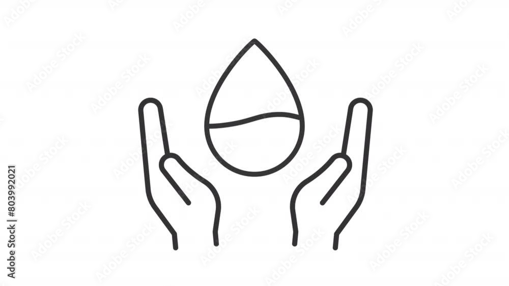 Liquid conservation line animation. Rainwater preservation animated ...