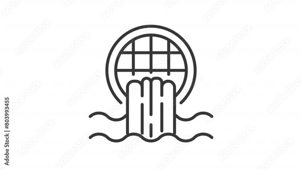 Storm drain grate line animation. Canalization animated icon. Water ...