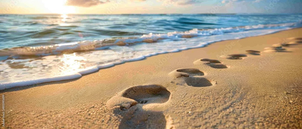 Illustrazione Stock Journey of healing: Footprints in the sand, marking ...