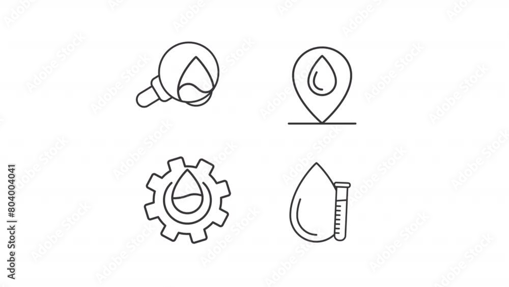 Water cycle animation set. Hydrological service animated line icons ...