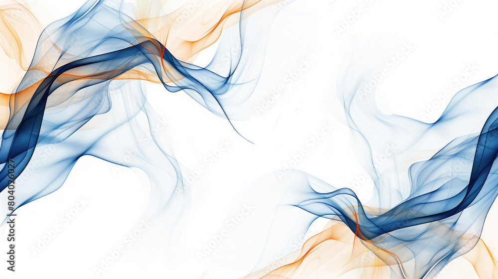 Blue and orange smokey line with a white background. Abstract with free ...