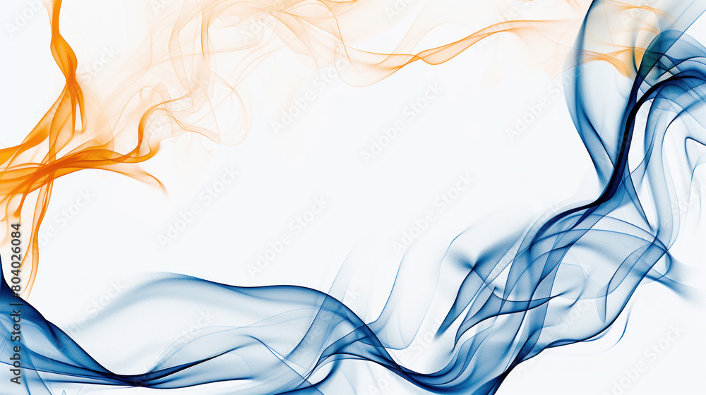Blue and orange line with a white background. Abstract with free space ...