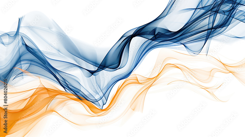 Blue and orange line with a white background. Abstract with free space ...