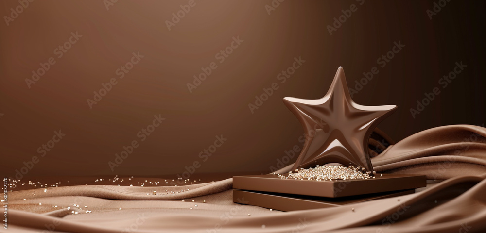 Elegant 3D product display in soft mocha brown with a star-shaped ...