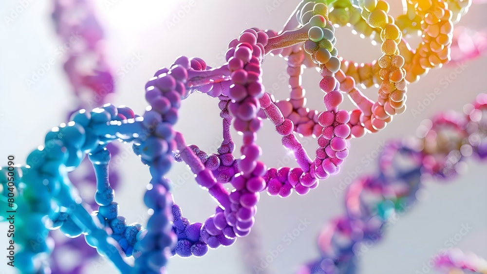 Colorful DNA structure representing genetics genomics inheritance and ...