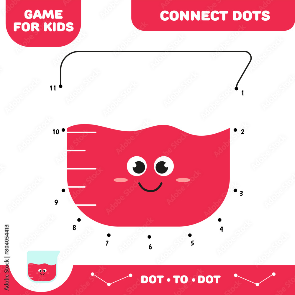 Chemistry tube character. Connect dots for kids. Dot to dot educational ...