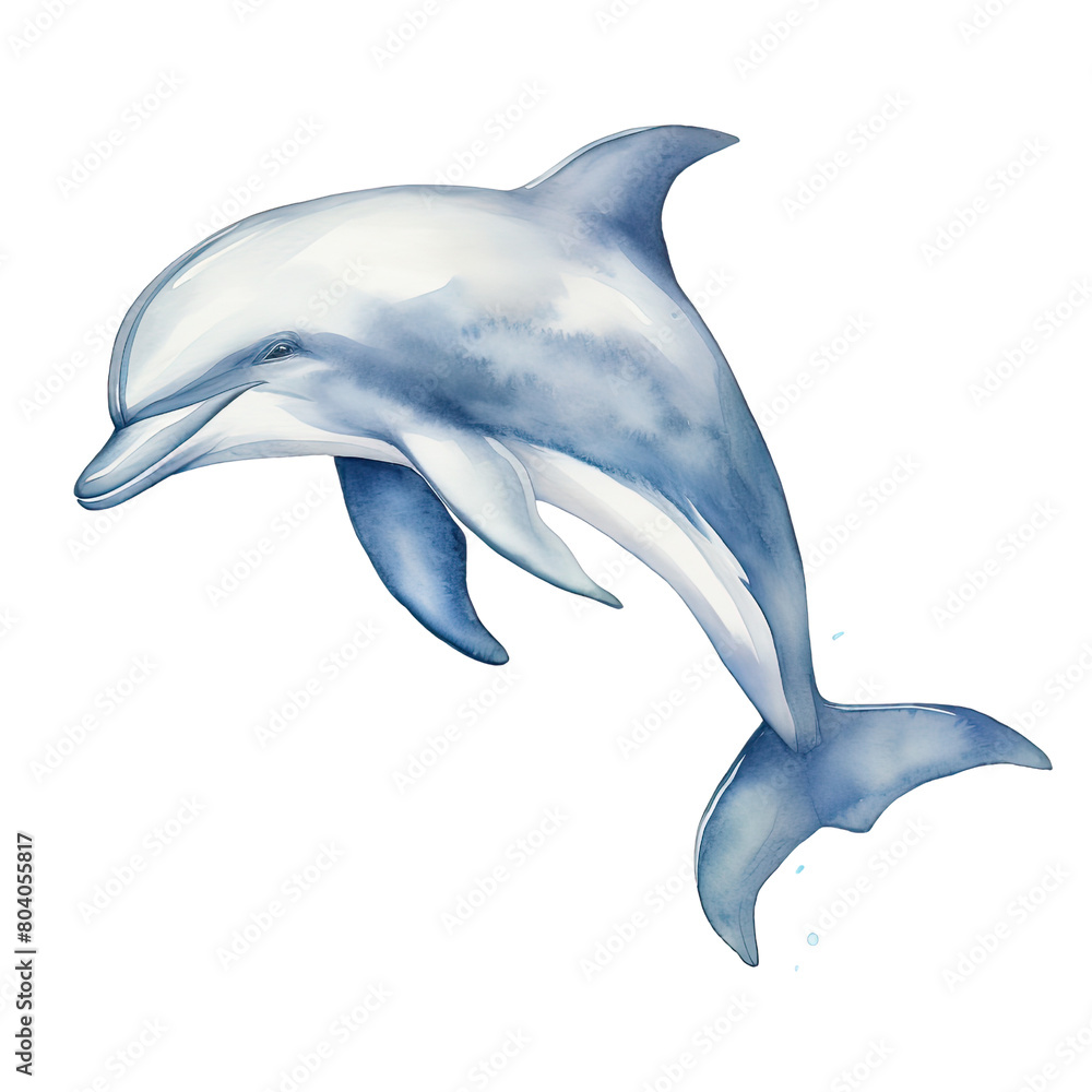 AI-Generated Watercolor Cute Dolphin jumping Clip Art Illustration ...