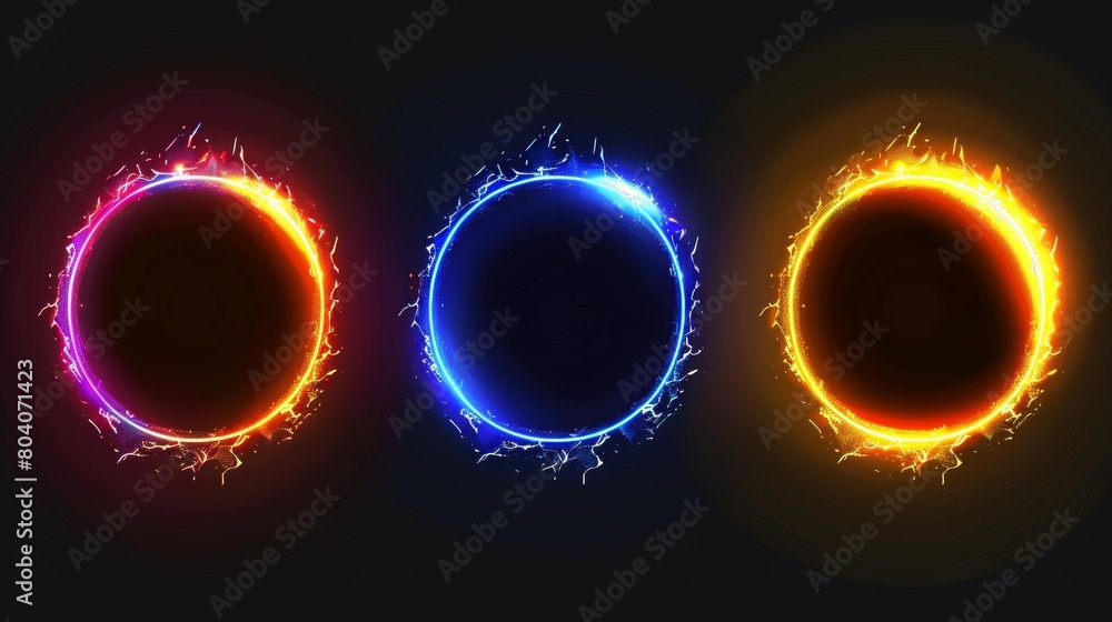 The effect of a color solar eclipse isolated on black background ...