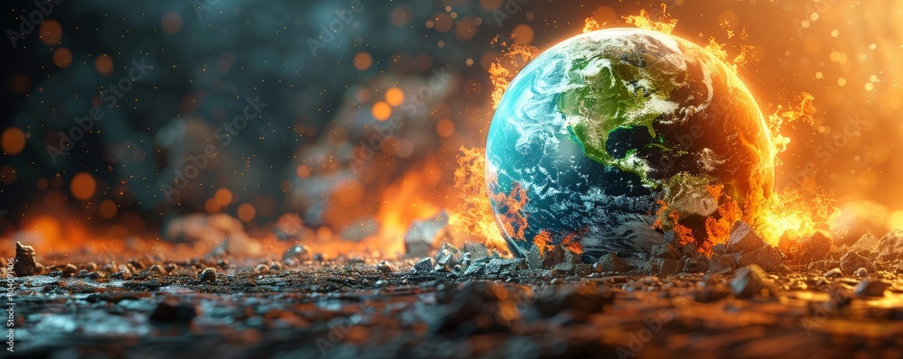 Global warming concept - earth with animated heat waves and el nino ...