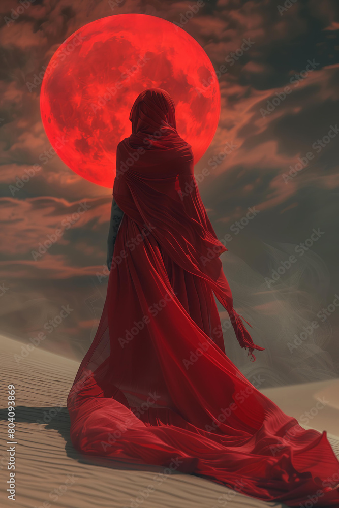 woman in Arab costume standing with her back to the camera . oriental ...