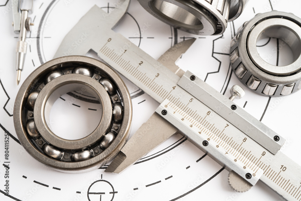 Engineering tools and mechanical industrial with vernier caliper and ...