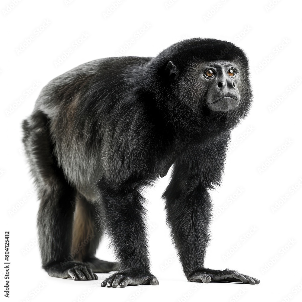 Howler Monkey standing side view isolated on white background, photo ...