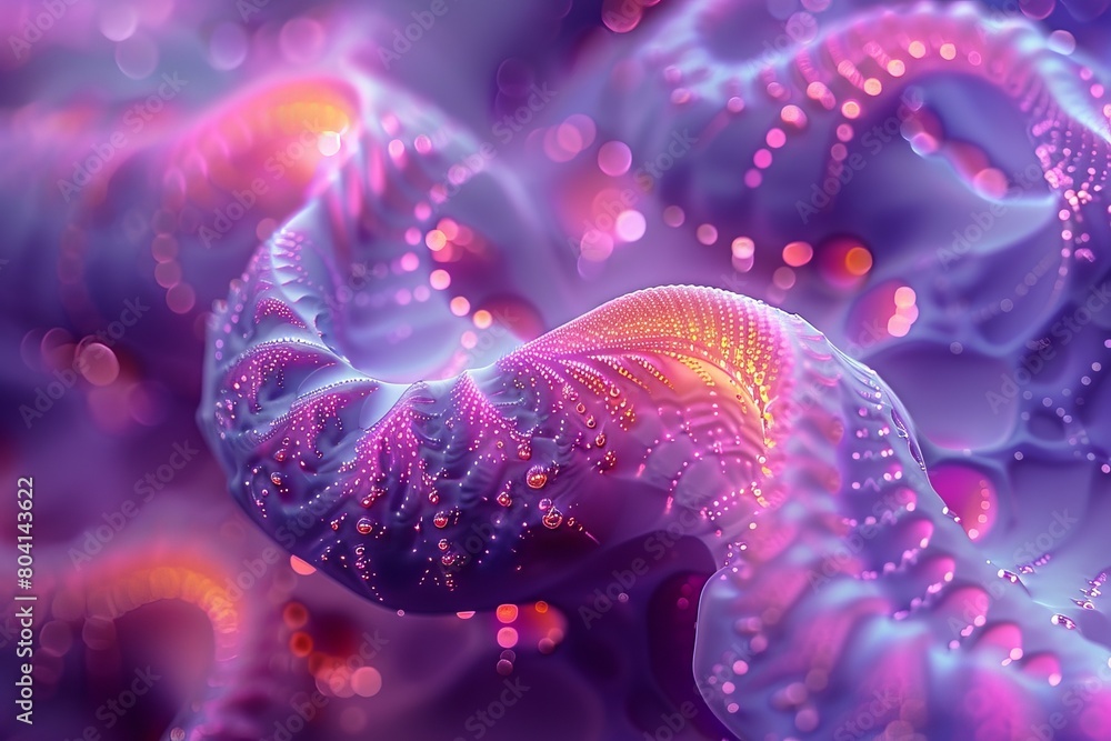 Abstract 3D light background featuring fluorescent fractal patterns ...