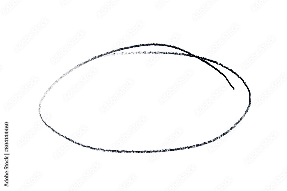 Round doodle drawn with black crayon on transparent background, cut out ...