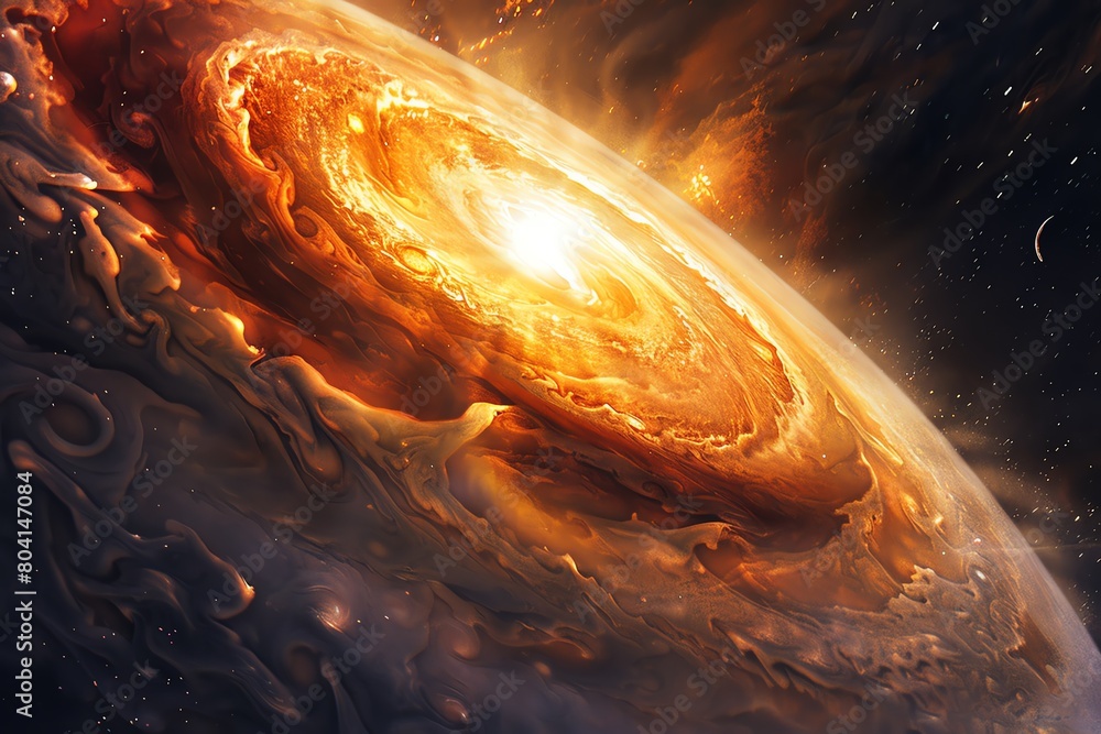 Detailed stock photo of Jupiters Great Red Spot, a massive storm, with ...