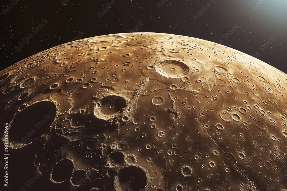 Panoramic stock photo of an ultradetailed map of the moons surface ...