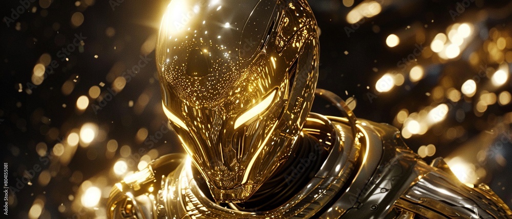 An alien entity fashioned from the rarest of metals, shining brightly ...