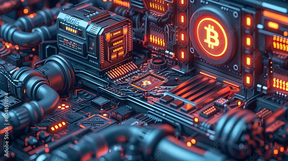 Explore a high-tech Bitcoin mining facility through a detailed digital ...