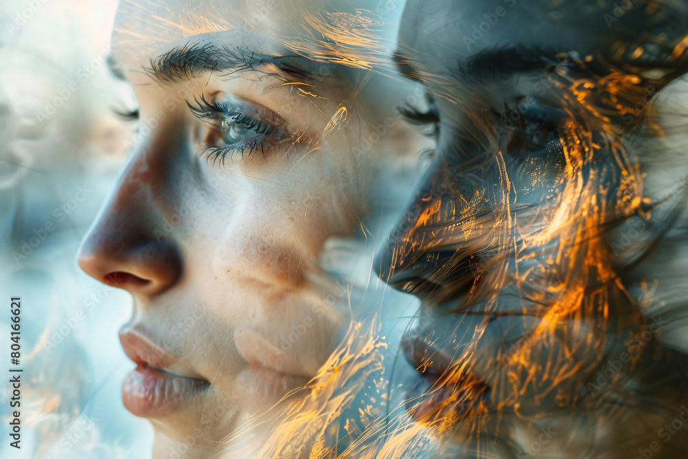 Dissociative personality disorder concept, illustration of different ...