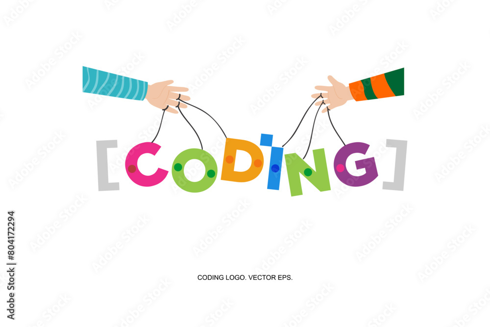 Vetor de child coding logo illustration, logo coding vector colorful ...