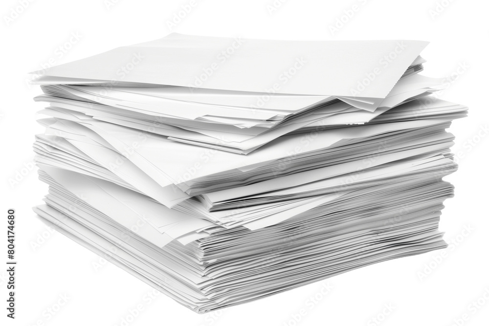 Stack of White Papers - Isolated on White Transparent Background, PNG ...