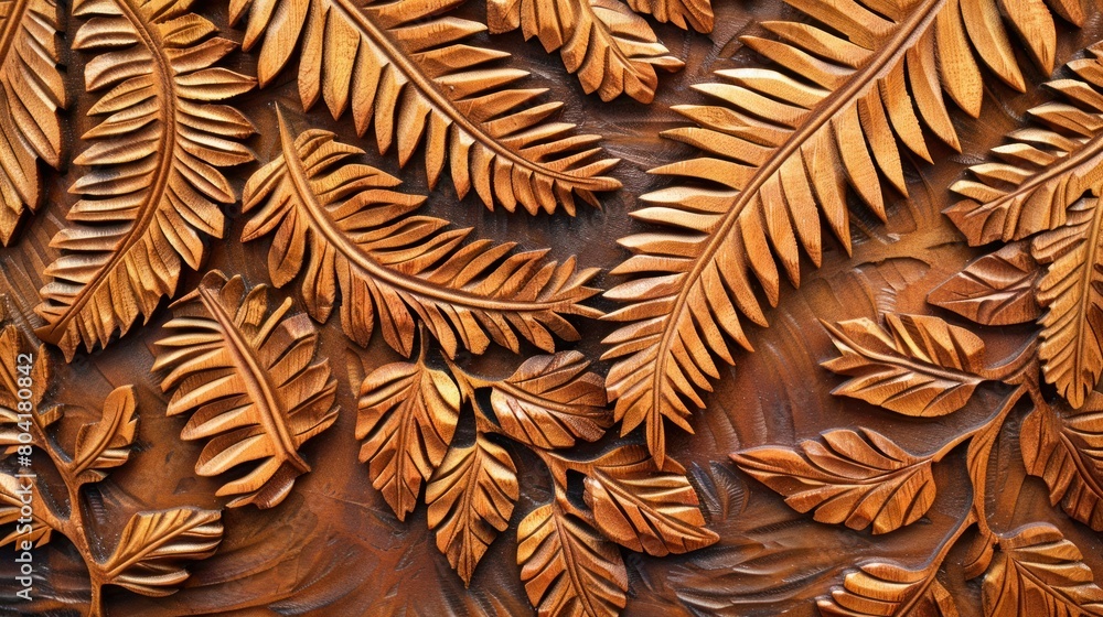 Abstract floral carving background with wooden texture, carved forest ...