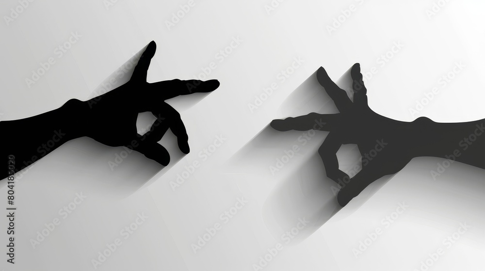 Shadow hand pointing gestures on transparent background, human arm ...
