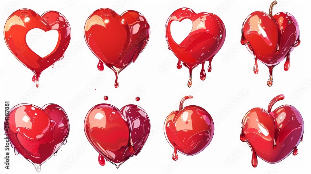 Animated red heart, sequence frame, spritesheet. Love emoji icon ...