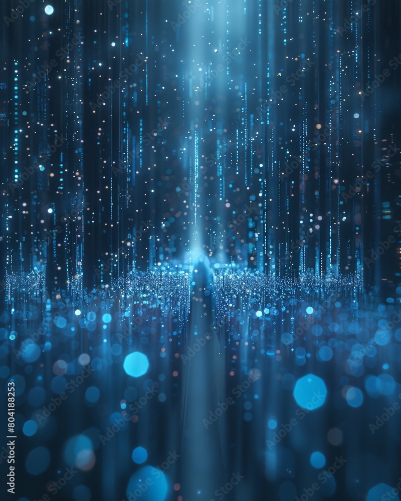 Advanced Tech Aesthetic: 3D Visualization of Blue Data Lake and Data ...