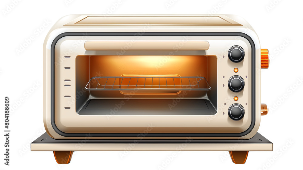 A smart toaster oven with automatic shut-off on a transparent ...