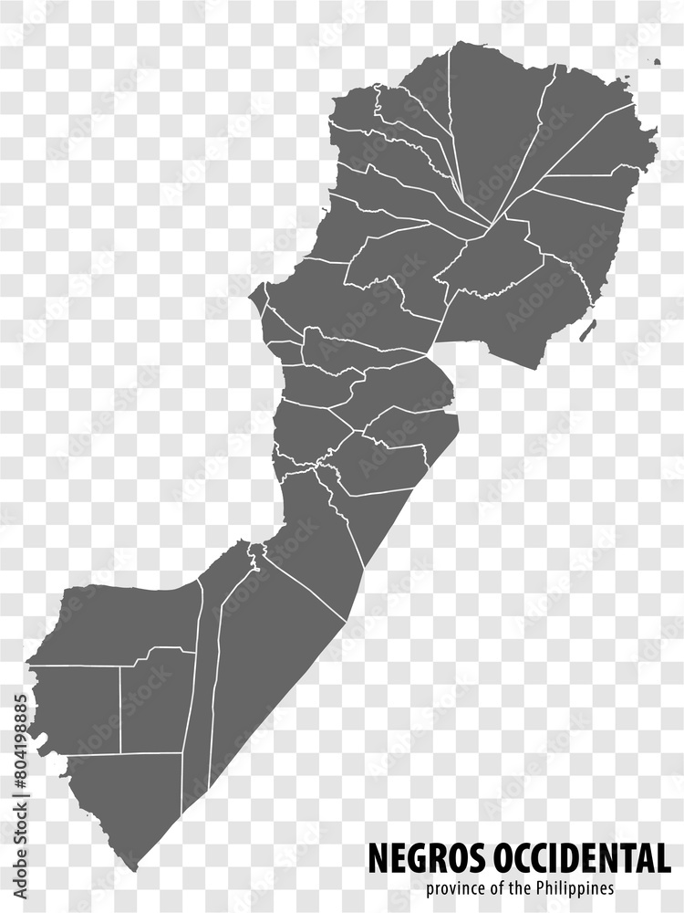 Blank map Negros Occidental of Philippines. High quality map Province ...