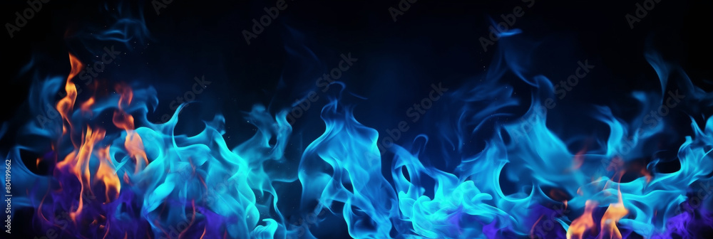 exture of blue fire on black background, Flame, blue fire with smoke on ...