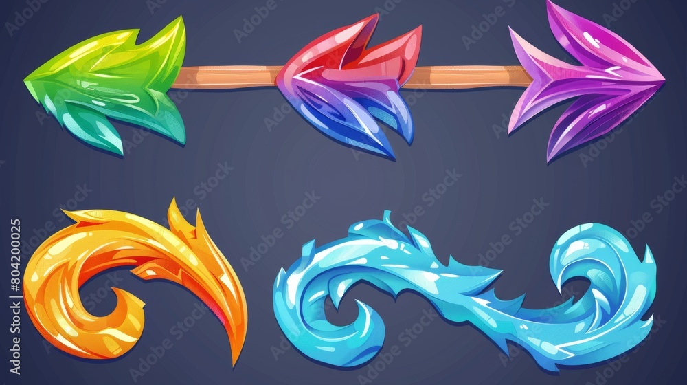 An illustration of cartoon spiral, round, twisted arrows for user ...