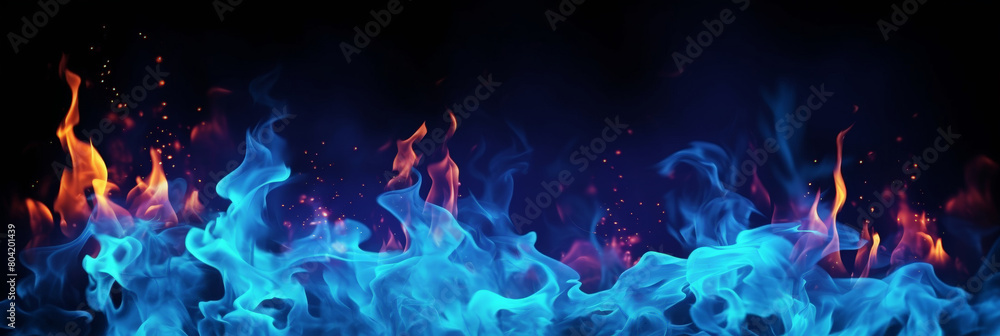 exture of blue fire on black background, Flame, blue fire with smoke on ...