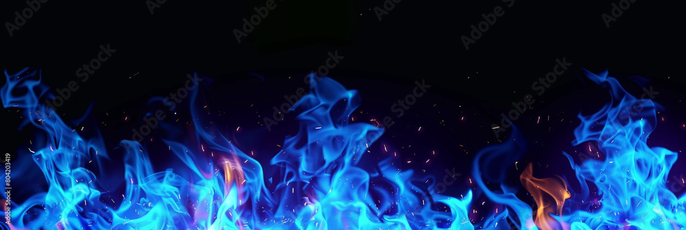 exture of blue fire on black background, Flame, blue fire with smoke on ...