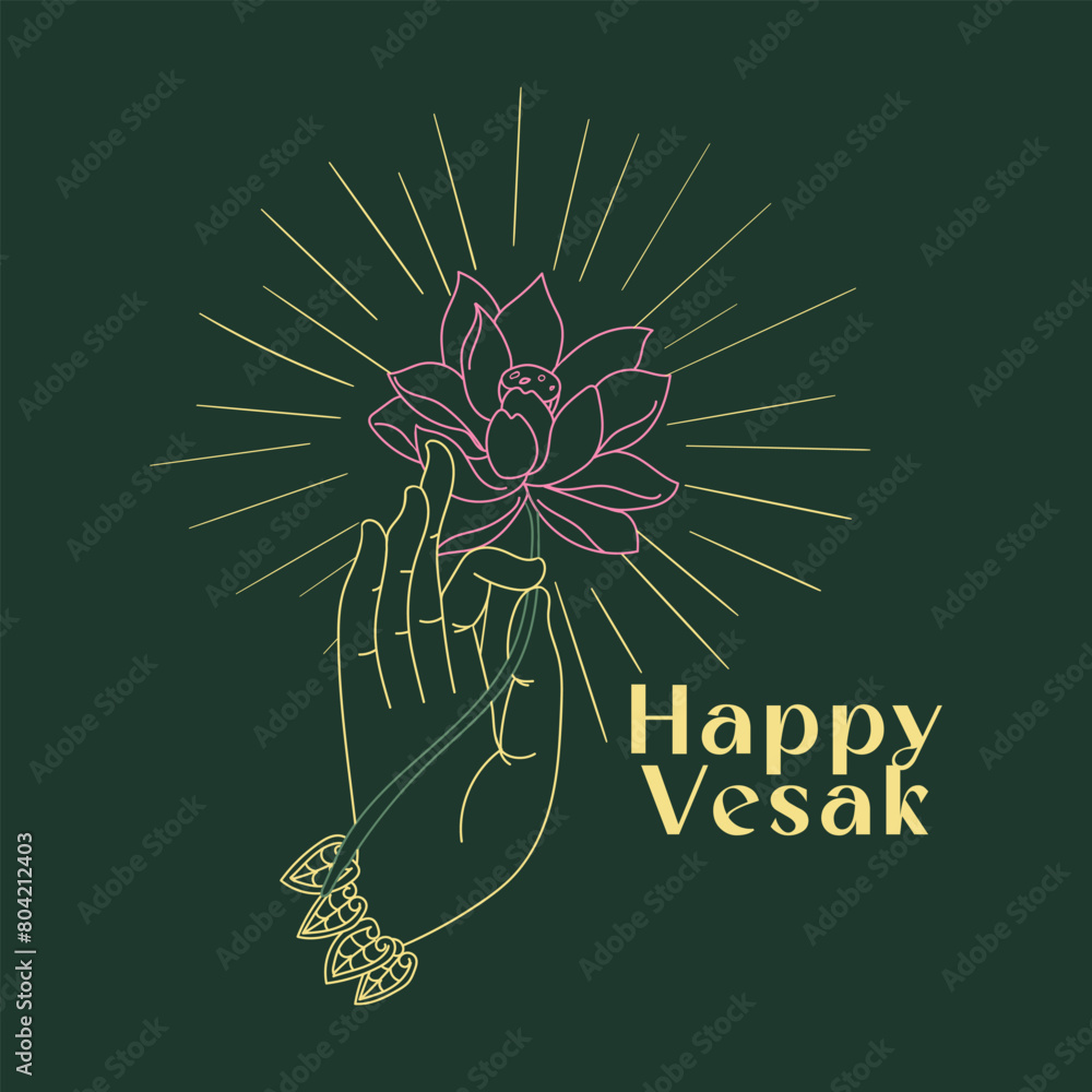 Happy Vesak Outline Hand Drawing Illustration Stock Vector | Adobe Stock