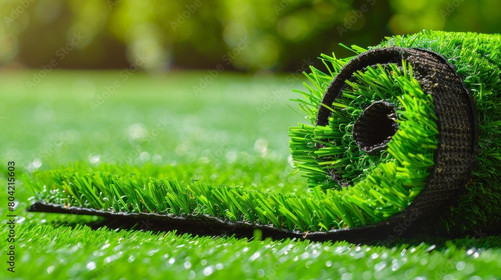Artificial turf roll for enhancing sports field or lawn background ...