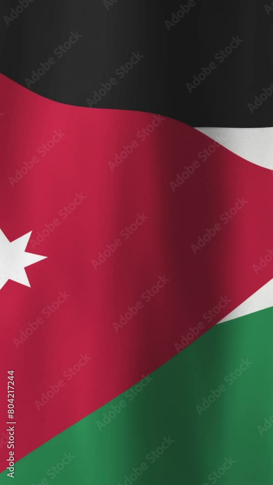 Waving Flag of Jordan, Vertical Fill Video, HD Animated Background ...