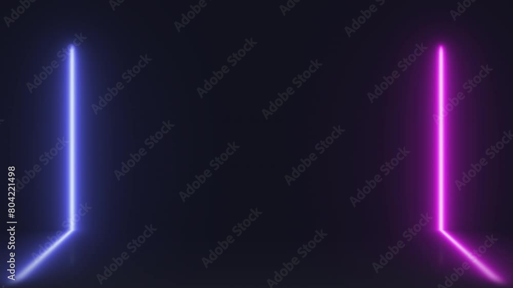 Introduction animation made of a vertical neon line bar splitting into ...