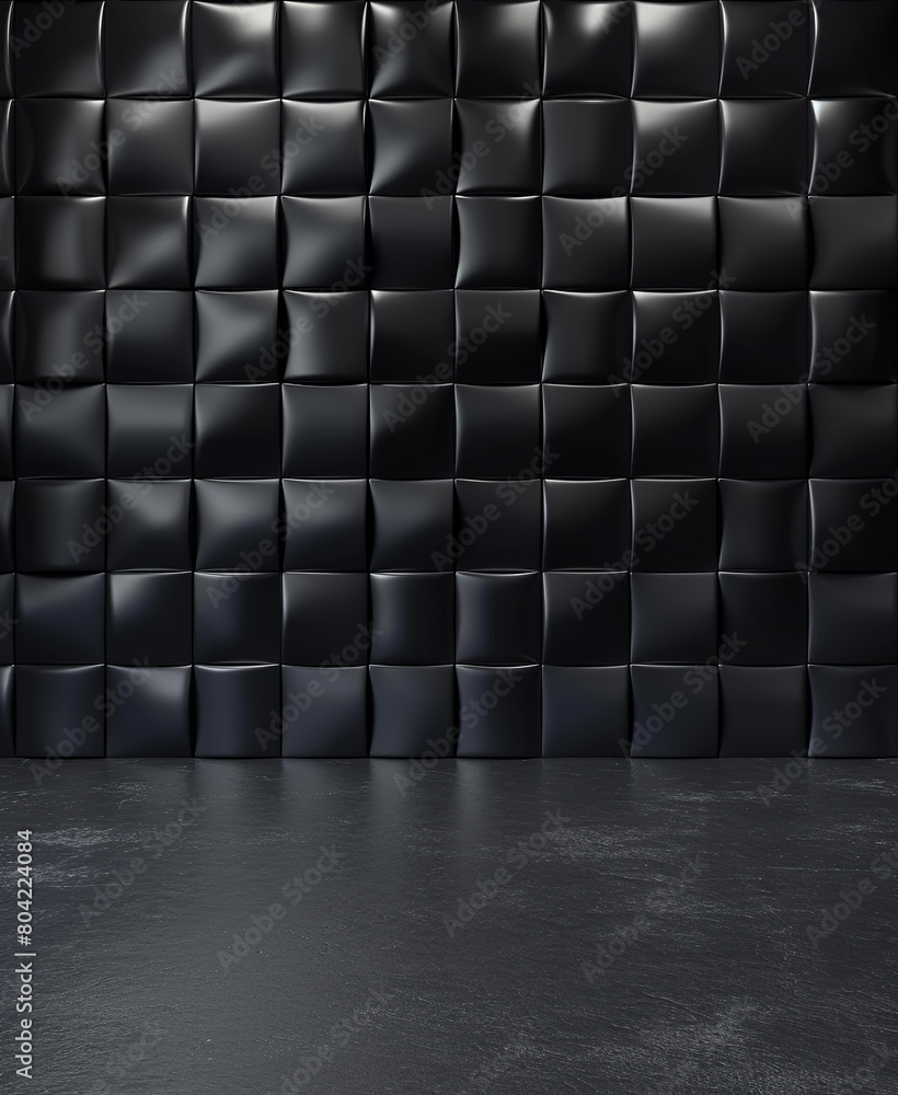 Dark, padded wall with a unique, cushioned design, aesthetic and ...
