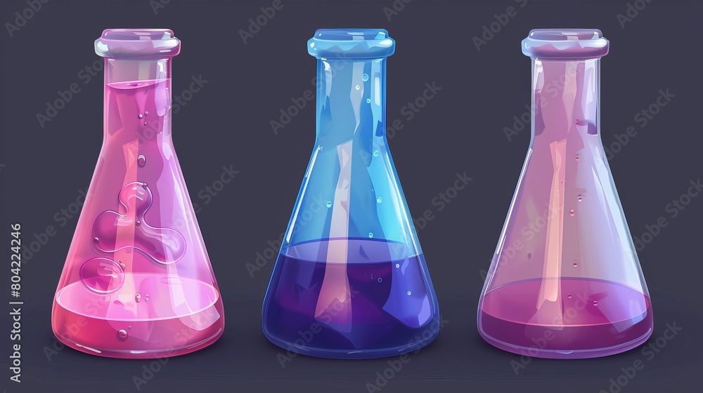 Chemistry laboratory glass science test flask. Realistic laboratory ...