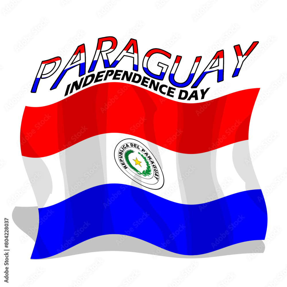 Paraguay Independence Day event banner. Paraguayan flag flying on white ...