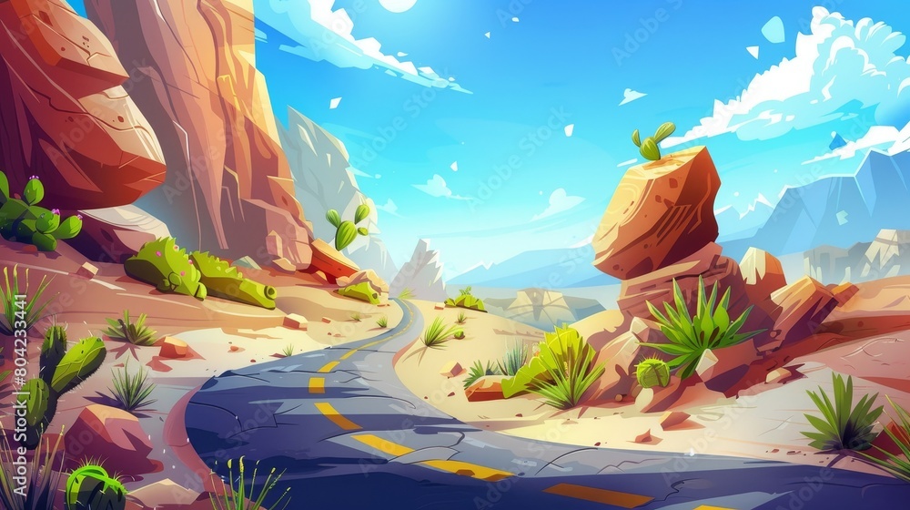 An illustration of a winding mountain road looking up from the horizon ...