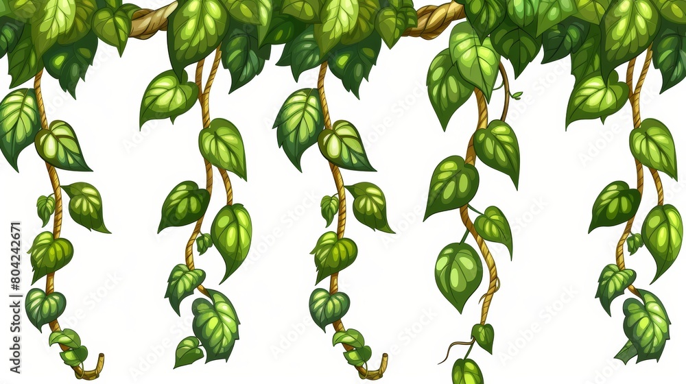 An illustration of jungle liana vines. Cartoon modern illustration ...