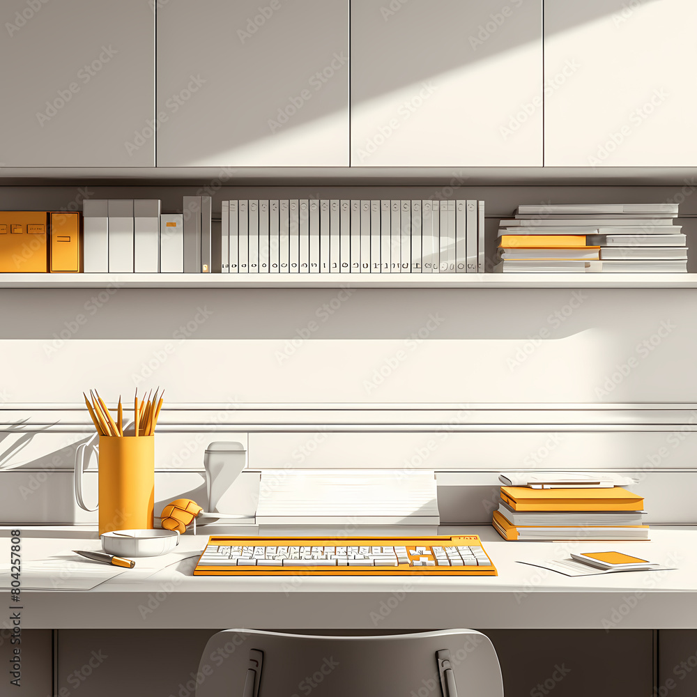 A clean and organized office desk with a modern aesthetic, perfect for ...