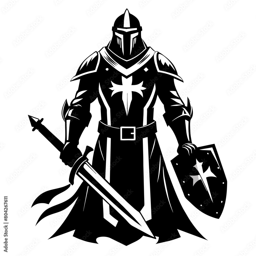 Crusader Vector SVG silhouette illustration, laser cut, Crusader Clip ...
