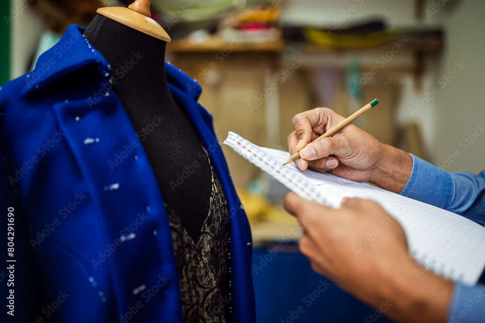 African American men fashion designer, tailor drawing a sketch for his ...