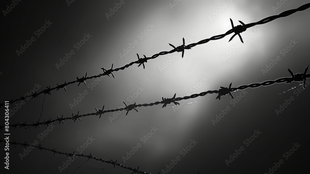 Justice abstract concept: Barbed wire fence and freedom of people ...
