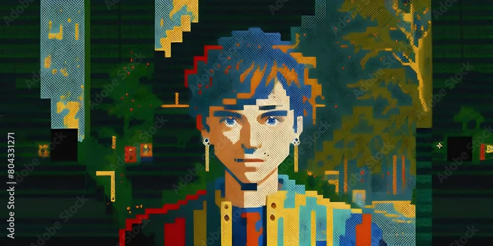 Pixelated image of a person with their face obscured, surrounded by ...