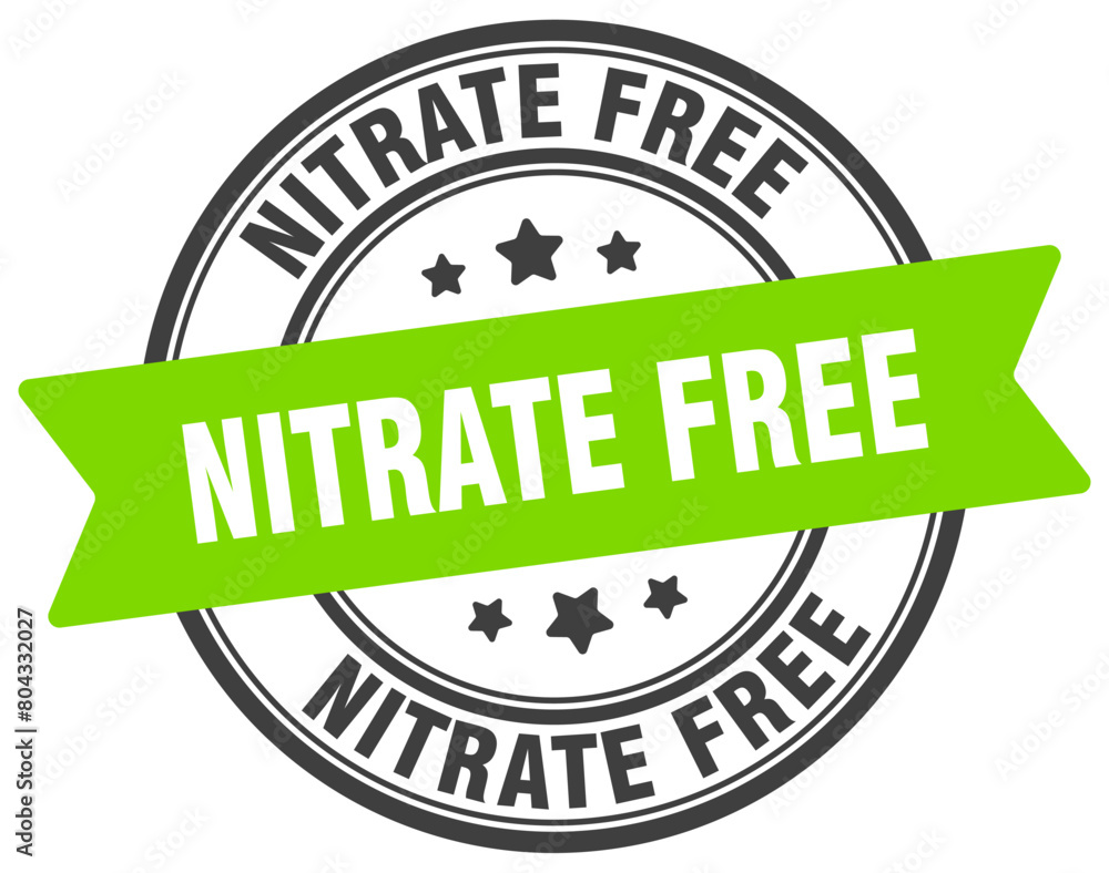 nitrate free stamp. nitrate free label on transparent background. round ...